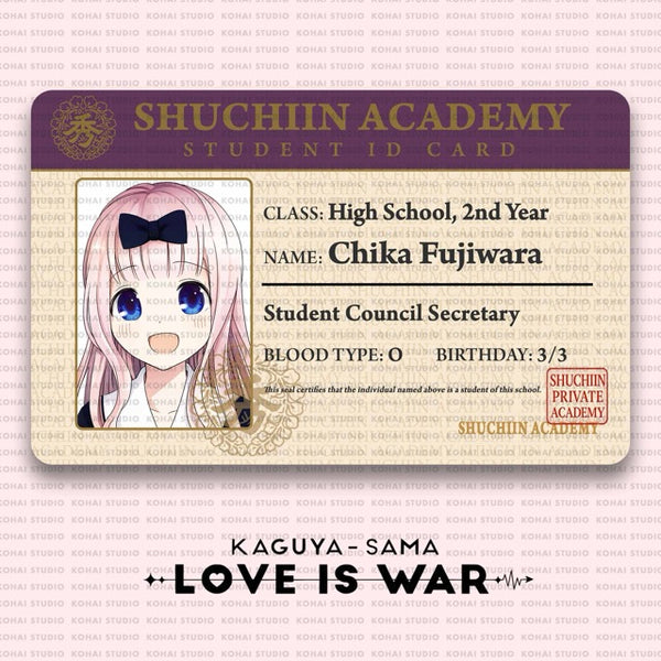 Student ID Card - Kaguya-sama: Love Is War - TheMysteryShack