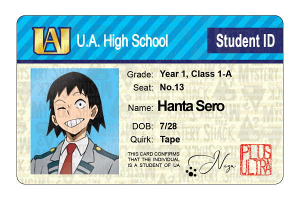 1-A - UA Student IDs - My Hero Academia - TheMysteryShack