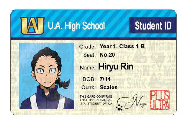 1-B - UA Student IDs - My Hero Academia - TheMysteryShack